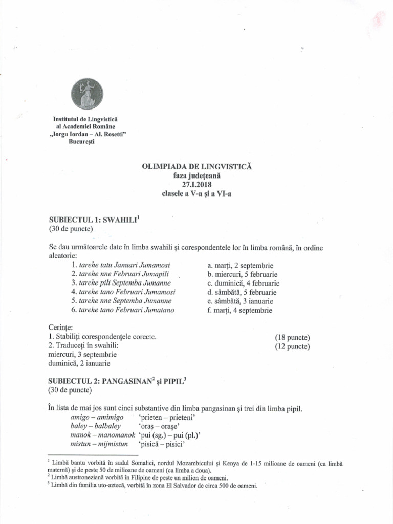 Lingvistica Subiecte V Vi 2018 | PDF