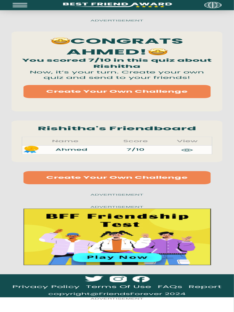 2024 Best Friend Award! Challenge Your Friends NOW Friends Forever | PDF