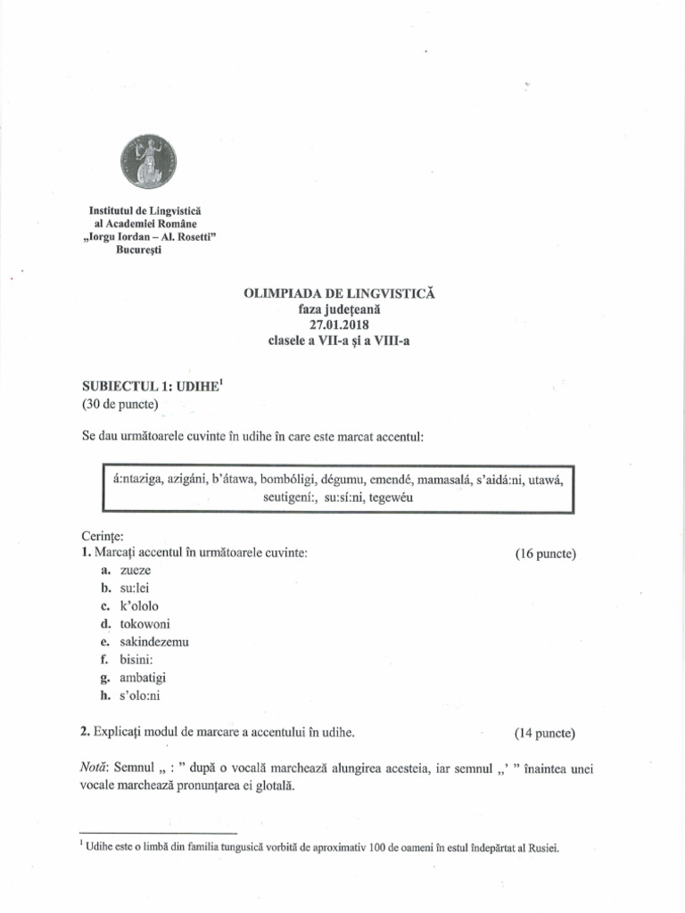 Lingvistica Subiecte VII VIII 2018 | PDF