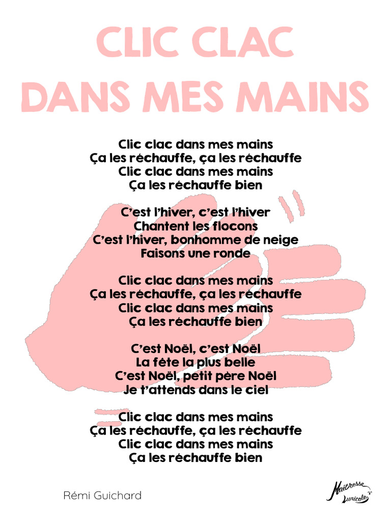 Comptine Clic Clac Dans Mes Mains Version 2 | PDF