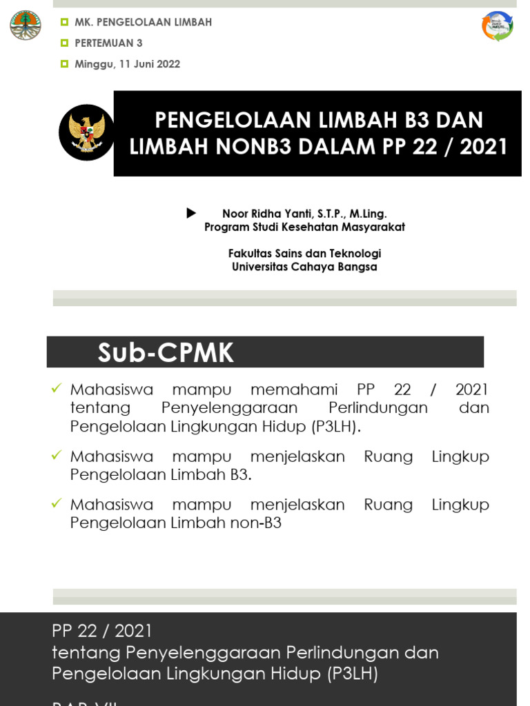 Pertemuan 3 - MK - Pengelolaan Limbah (12-06-2022) | PDF Pertemuan 3 - MK - Pengelolaan Limbah (12-06-2022) | PDF