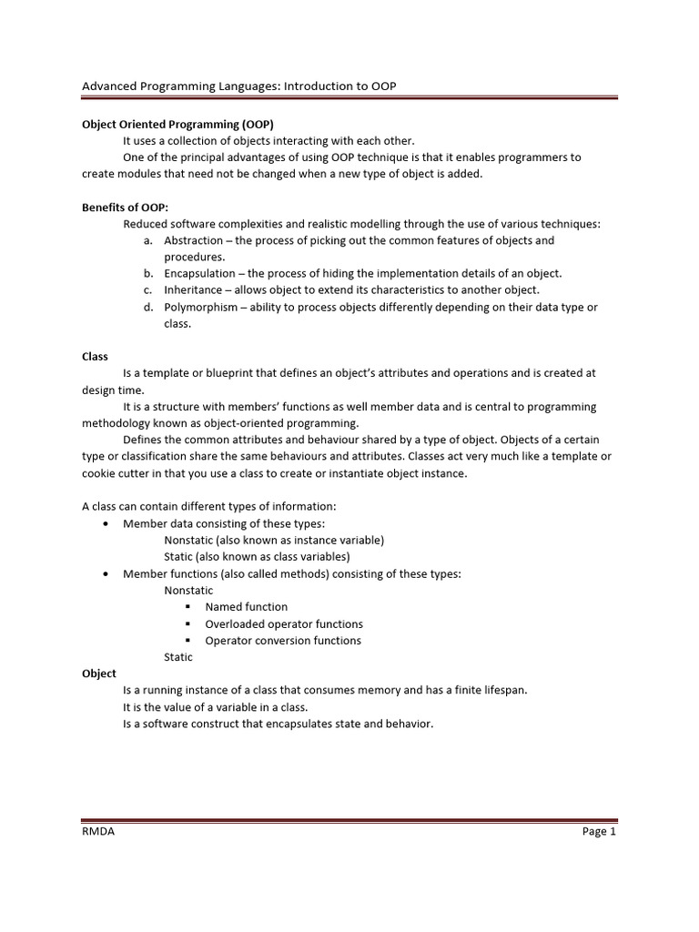 7 Oop Pdf Class Computer Programming Computers