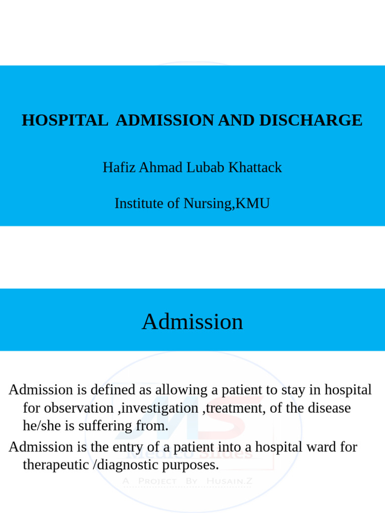 Hospital Admission and Discharge | PDF | Patient | Self-Improvement