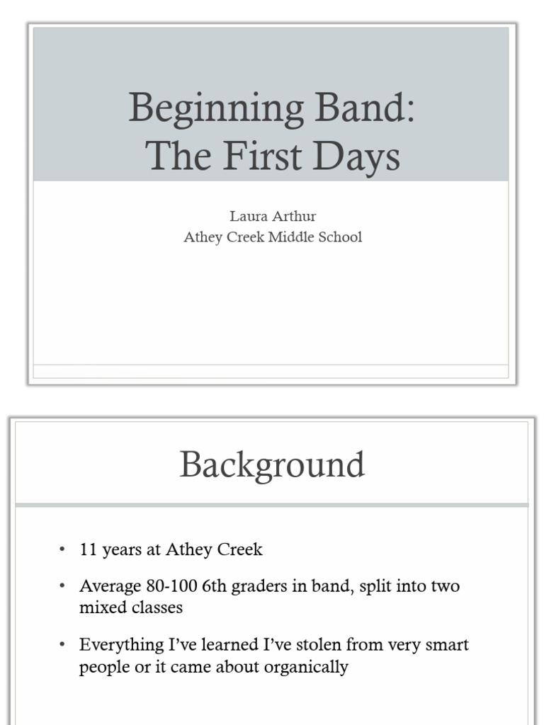 Beginning Band - First Days PowerPoint | PDF