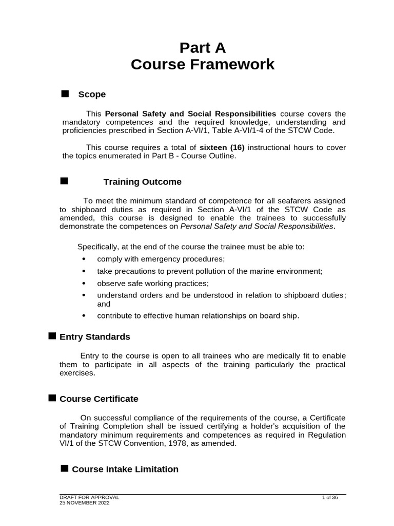 PSSR Part-A Course-Framework | PDF