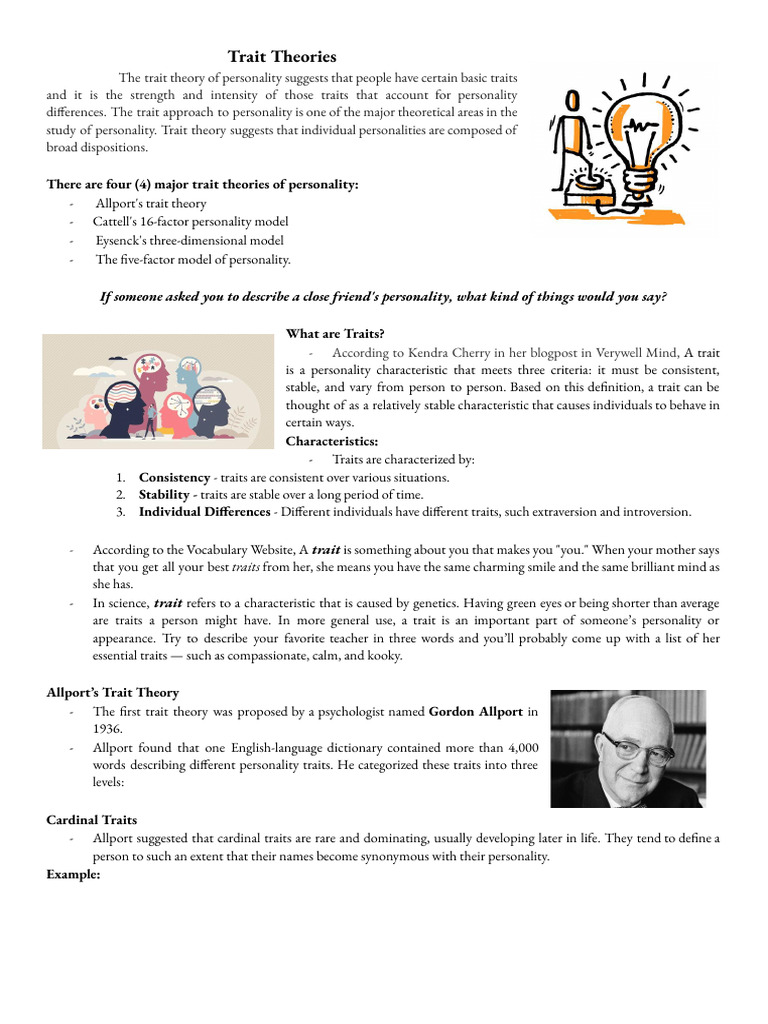 Trait Theories | PDF