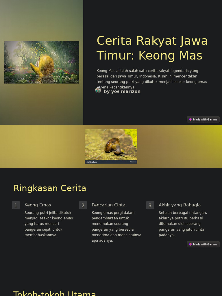 Cerita Rakyat Jawa Timur Keong Mas | PDF