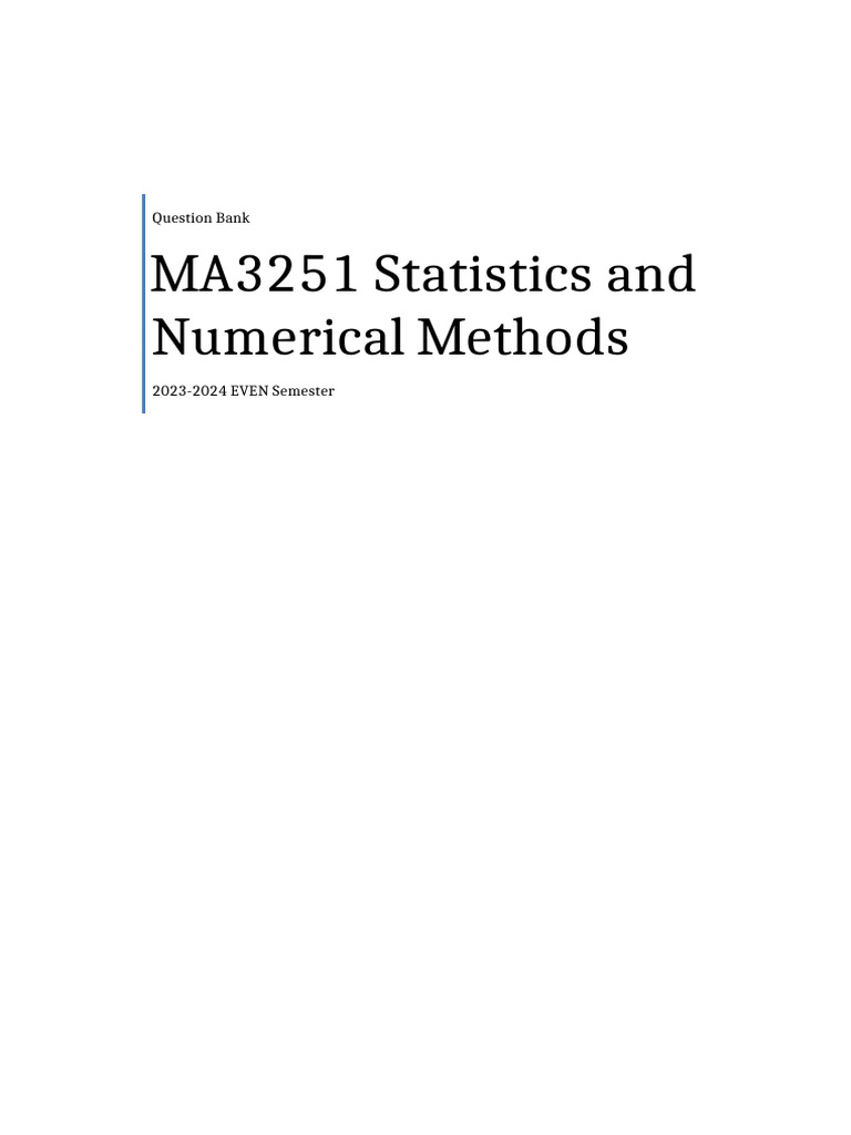 Ma3251 SNM Important Questions | PDF | Statistical Hypothesis Testing ...