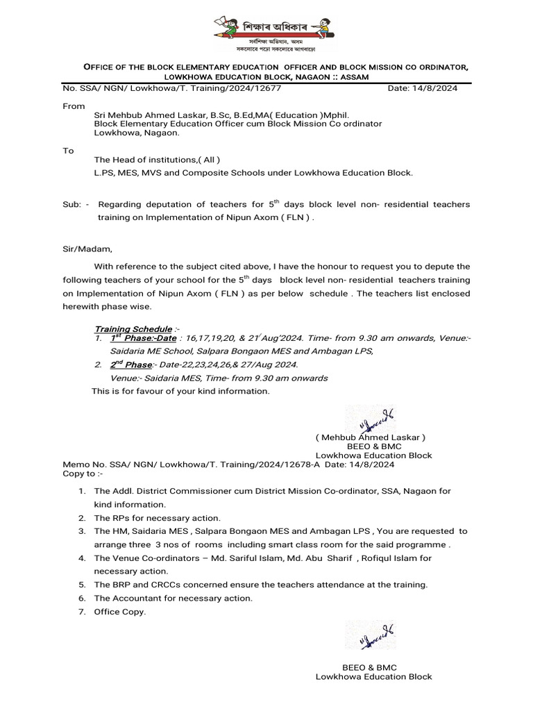 FLN Training Order 2024 | PDF