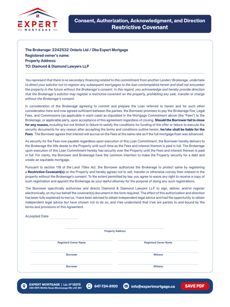 Consent-Restrictive Covenant - V06-23 | PDF | Loans | Social Science