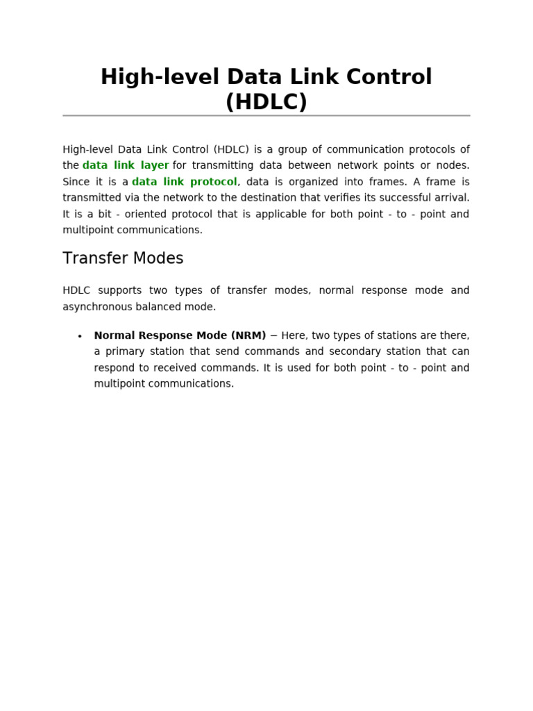 Hdlc&point To Point Protocol | PDF | Internet | Technology & Engineering