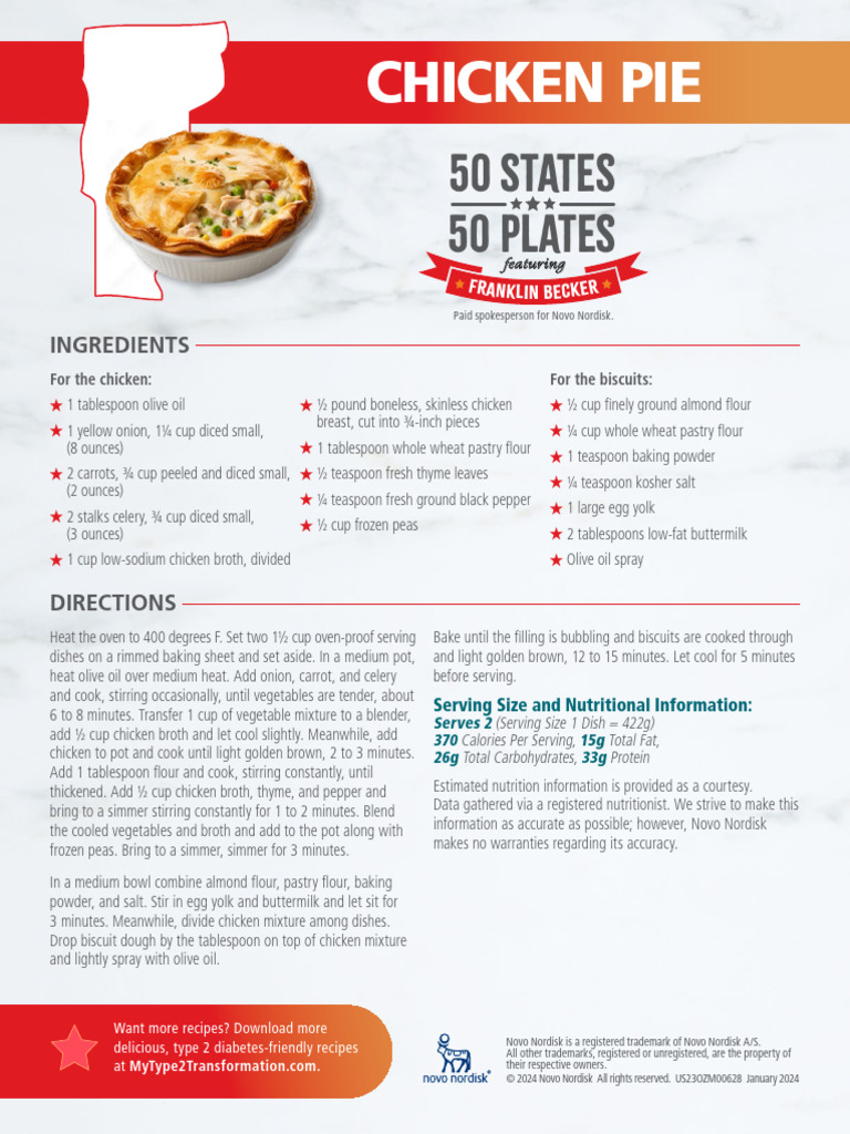 Vermont Chicken Pie Recipe US23OZM00628 | PDF | Baking | Teaspoon