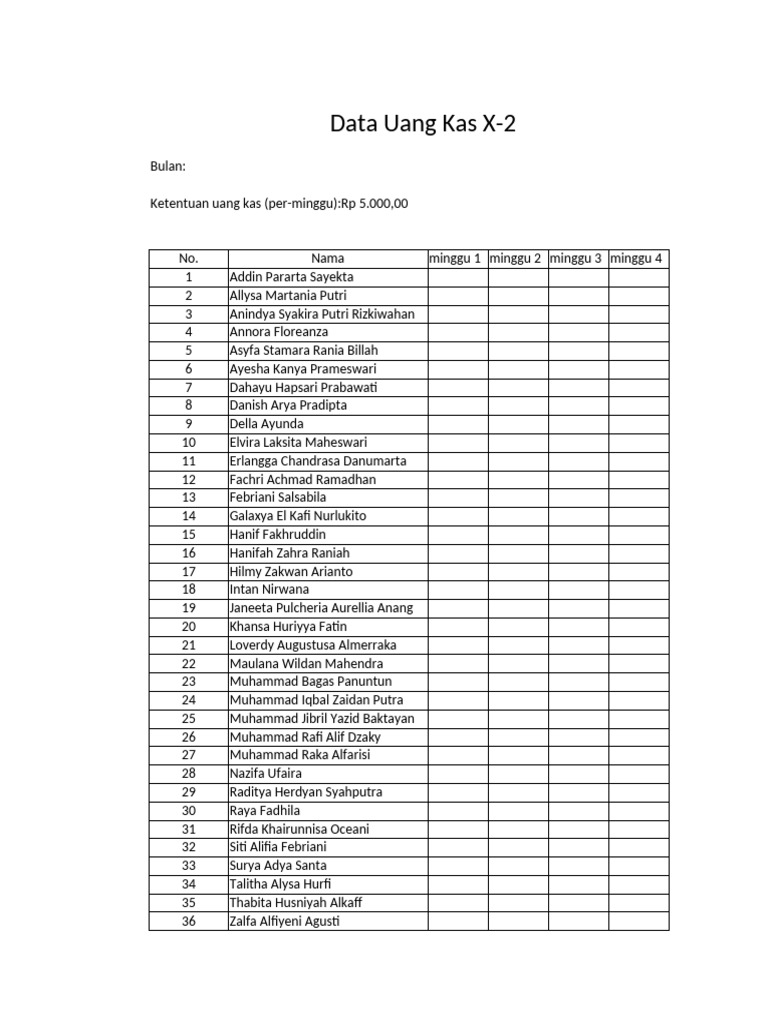 Uang Kas Kelas | PDF