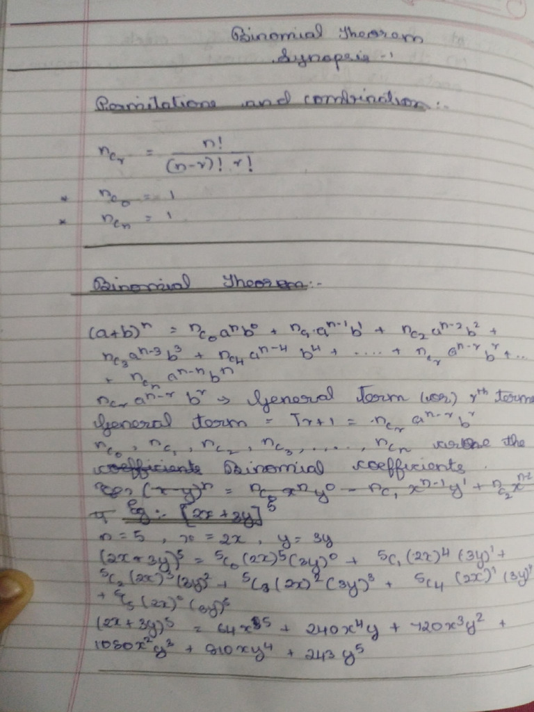 Binomial Theorem Synopsis and WS 1 and 2 | PDF