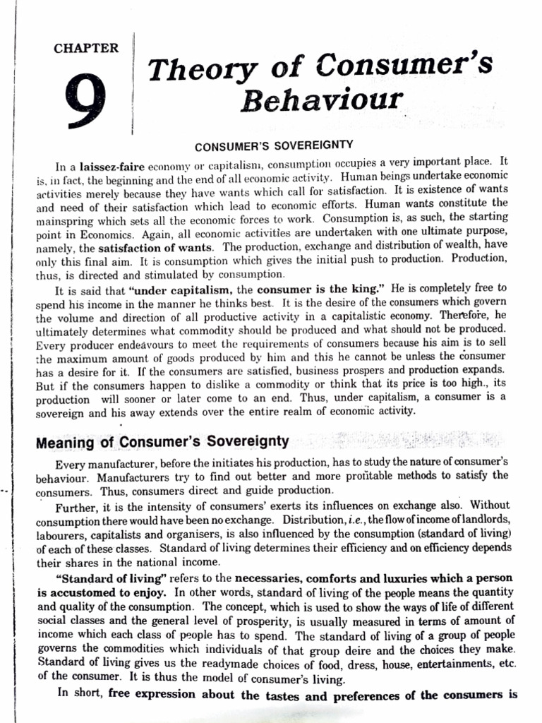 Unit-2 Consumer Behaviour (Utility Analysis) Part-1 | PDF