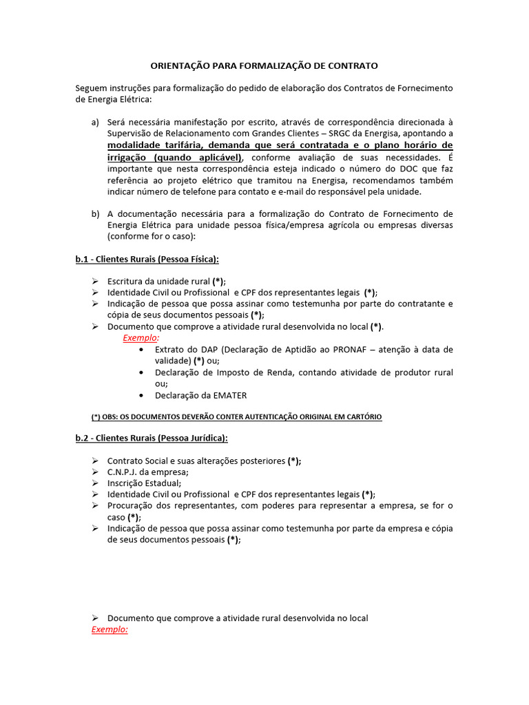 Como Formalizar Contrato de Energia Elétrica | PDF | Autenticação ...