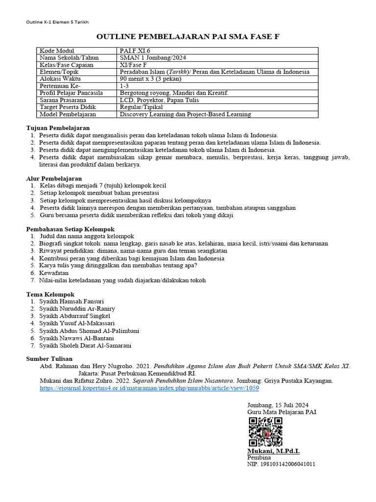Outline PAI X-1 Bab 5 Tarikh | PDF