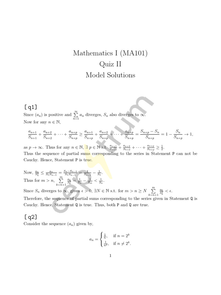 Ma101 q2 Sol | PDF