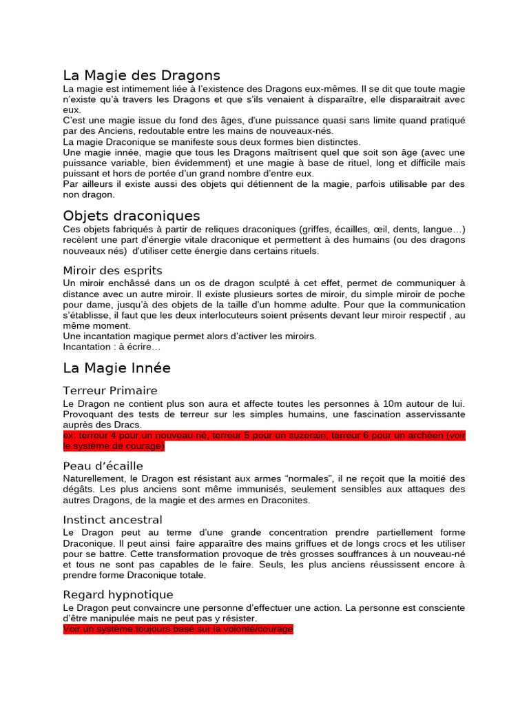 Sorts Draconiques | PDF