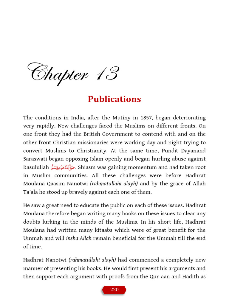 Hadhrat Maulana Qasim Nanotiw-List of Works | PDF