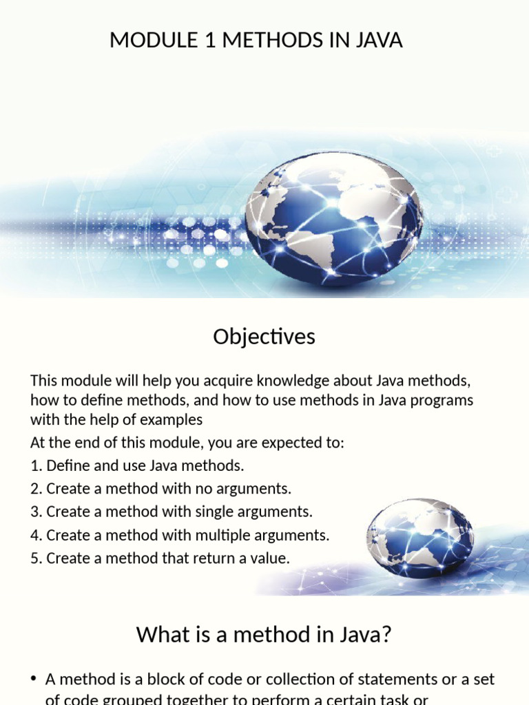 Module 1 Methods in Java | PDF