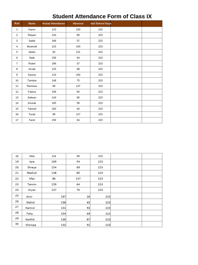 Student Attendance Form | PDF