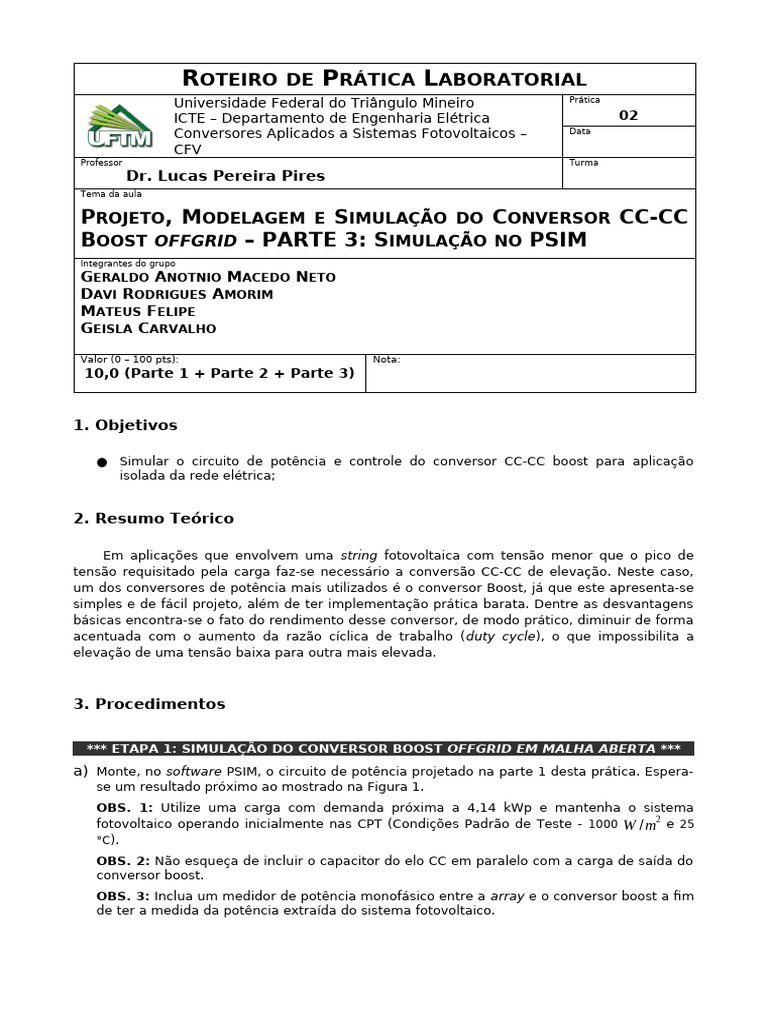 CFV - P2.3 - Simulação Do Boost Offgrid - 3 | PDF