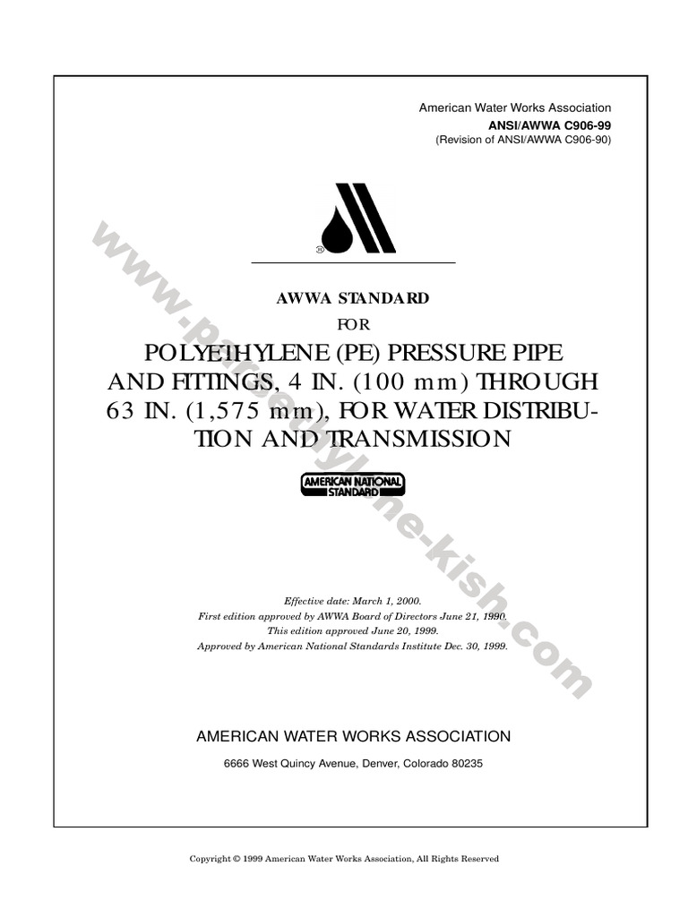 Awwa Standard For Polyethylene Pe Pressu | PDF