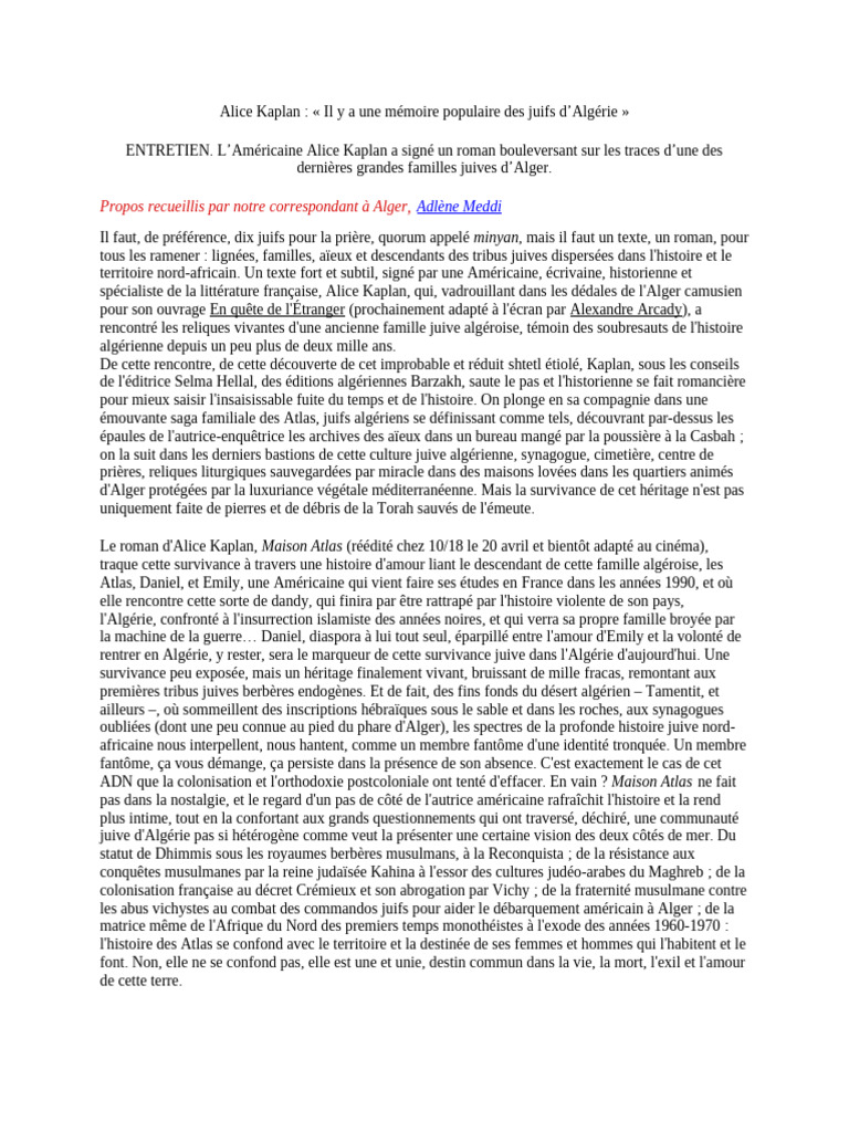 Alice Kaplan | PDF
