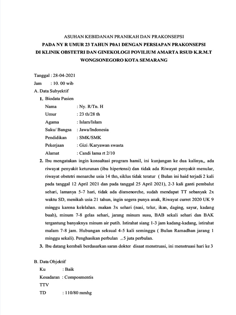 PDF Soap Persiapan Kehamilan Sehat - Compress | PDF