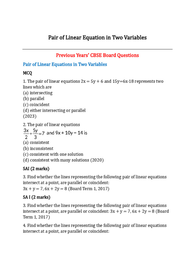 Linear Equation | PDF