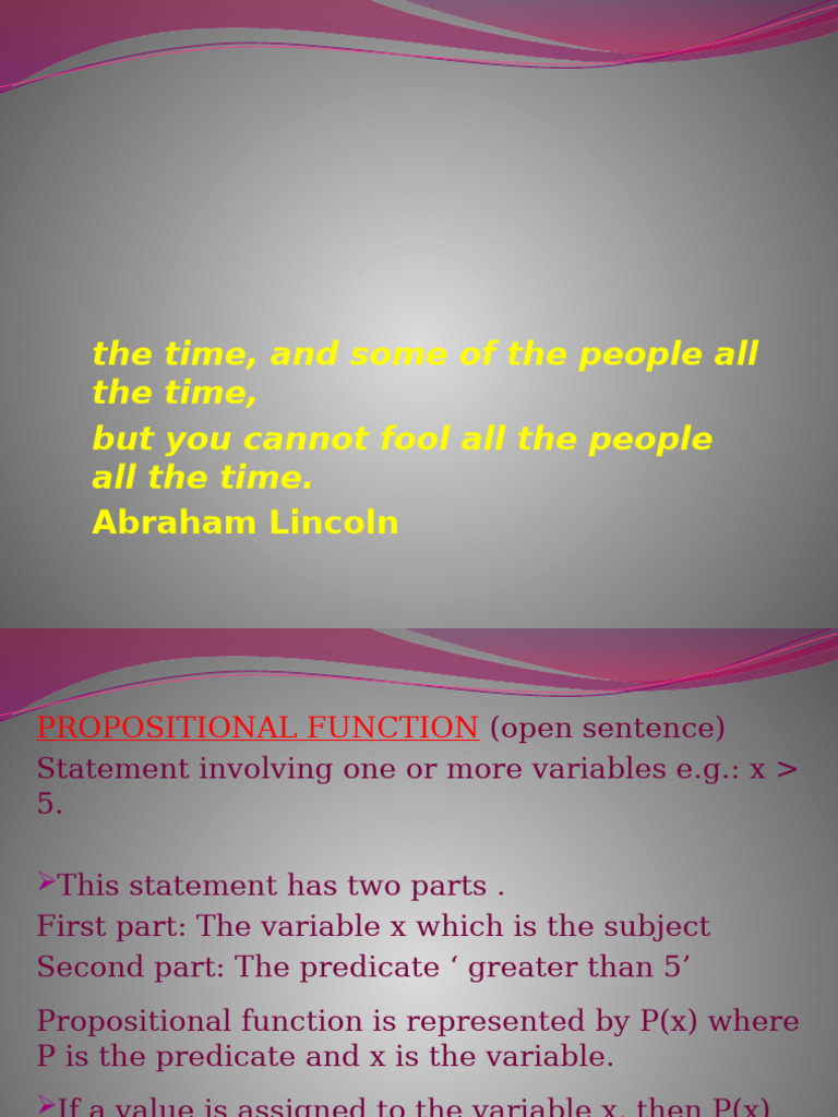 004 Lec-Predicates and Quantifiers (1.3 - 1.4) | PDF 004 Lec-Predicates and Quantifiers (1.3 - 1.4) | PDF