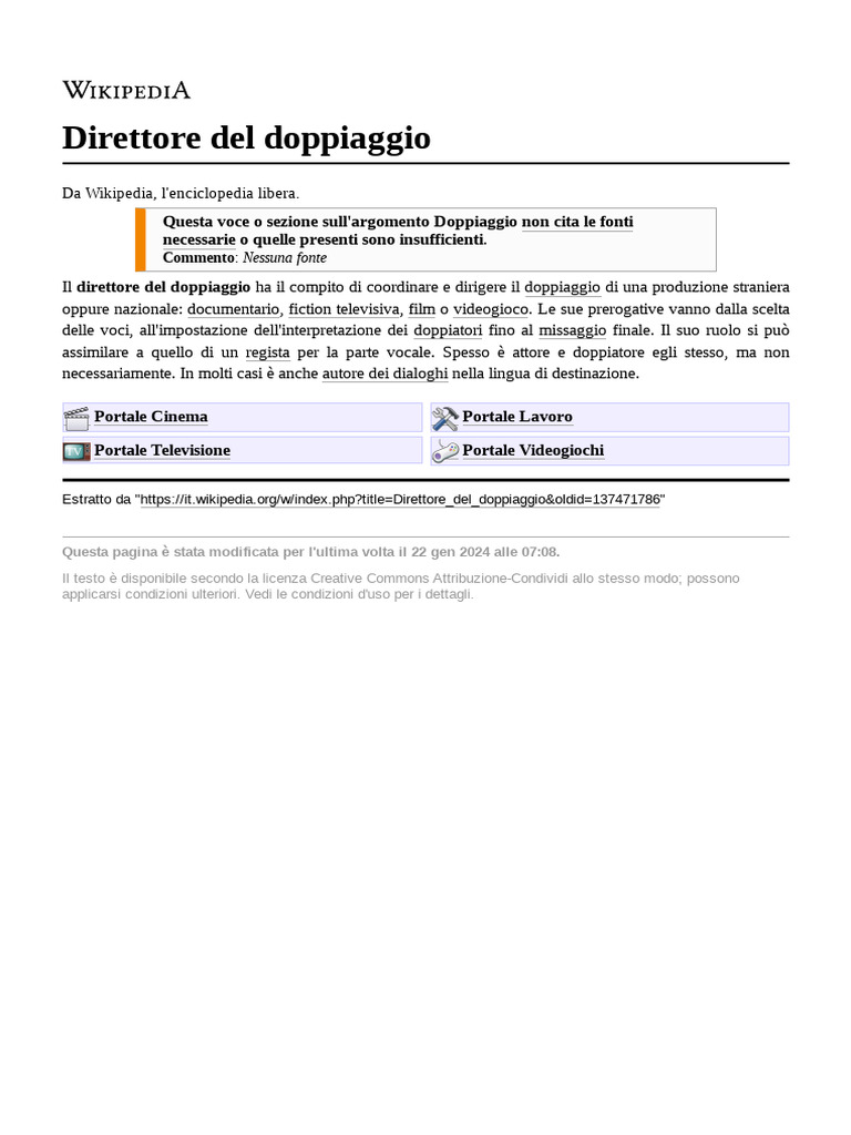Direttore Del Doppiaggio | PDF