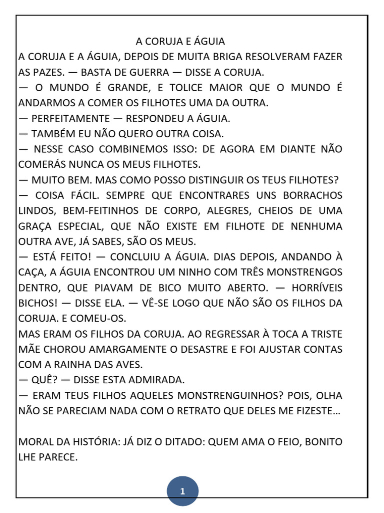 A CORUJA E ÁGUIA Sequencia Didática | PDF