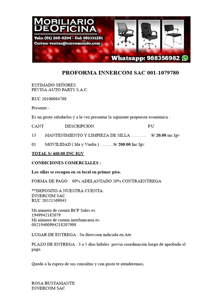 Proforma Innercom Sac 001-1079780 | PDF