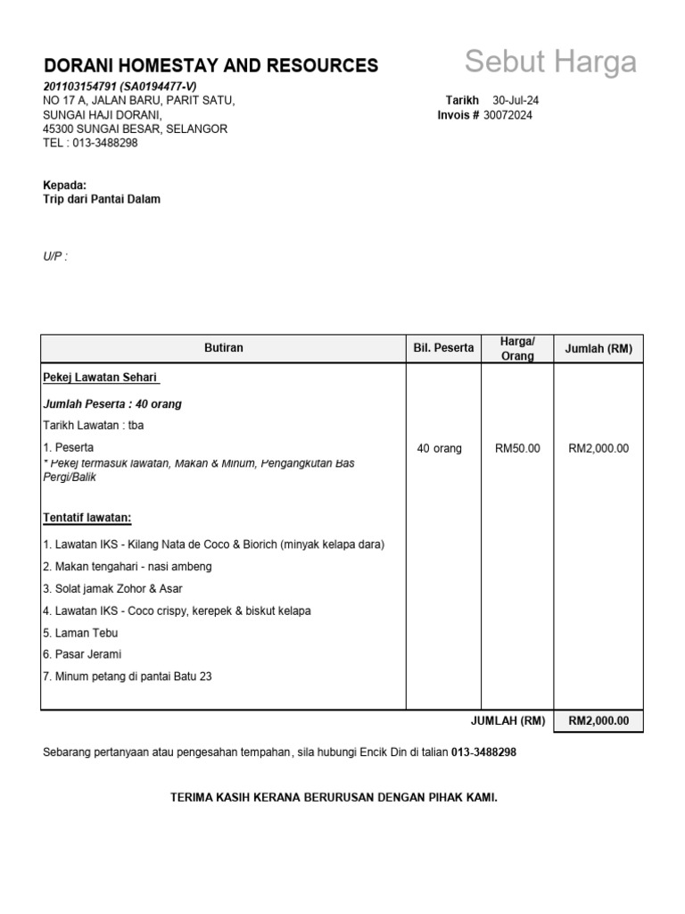 Dorani Homestay - Pantai Dalam | PDF