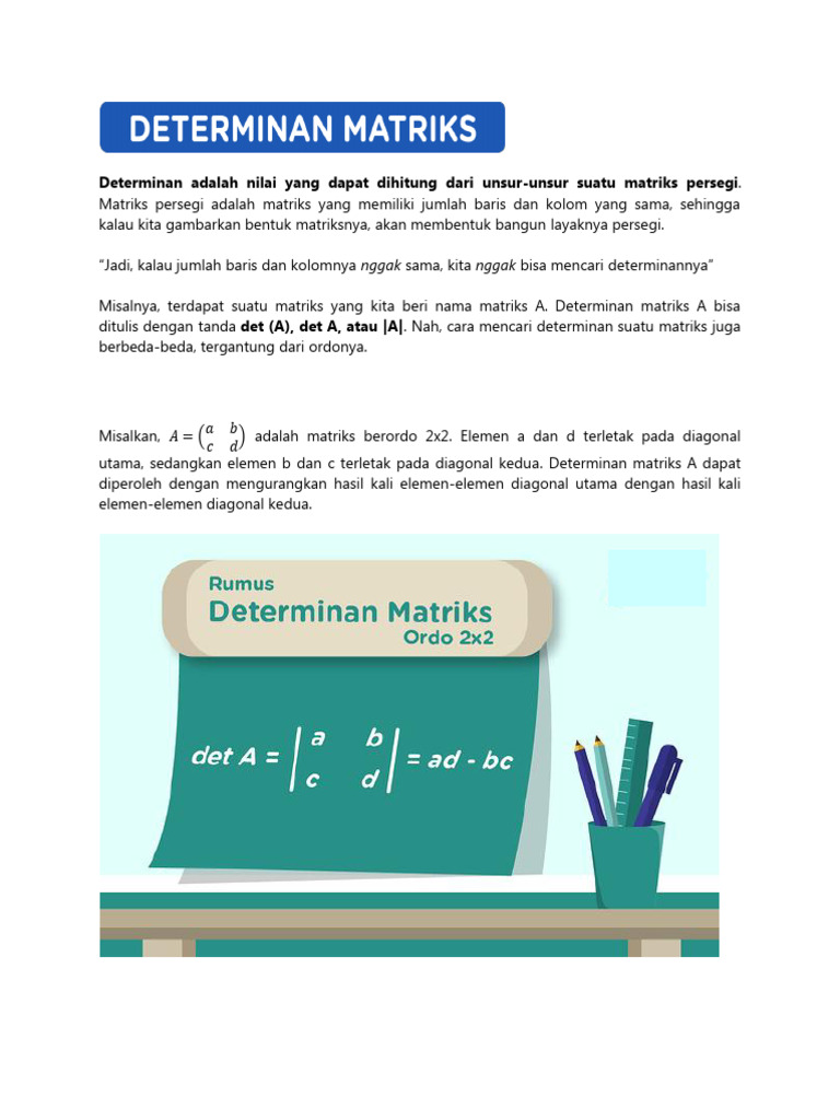 Bahan Ajar Determinan Matriks | PDF