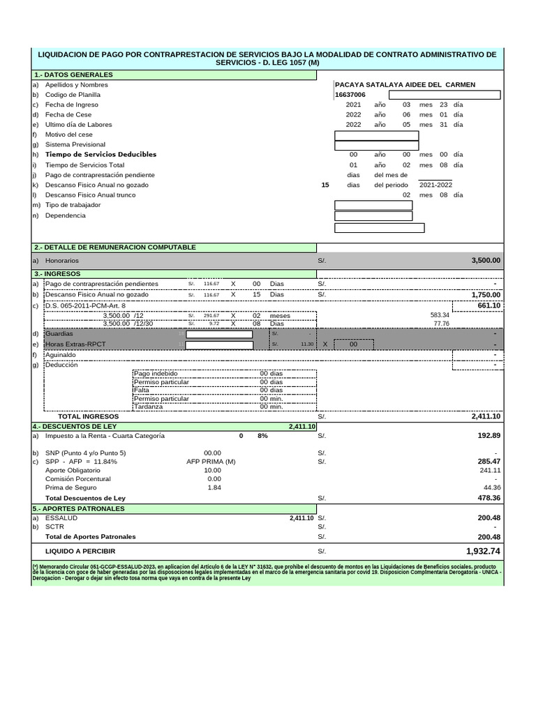 Cas (M) Pacaya Satalaya Aidee Del Carmen - 2023 | PDF
