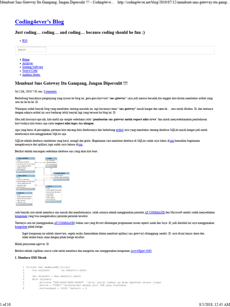 Membuat Sms Gateway Itu Gampang, Jangan Dipersulit !!! - Coding4ever's Blog | PDF