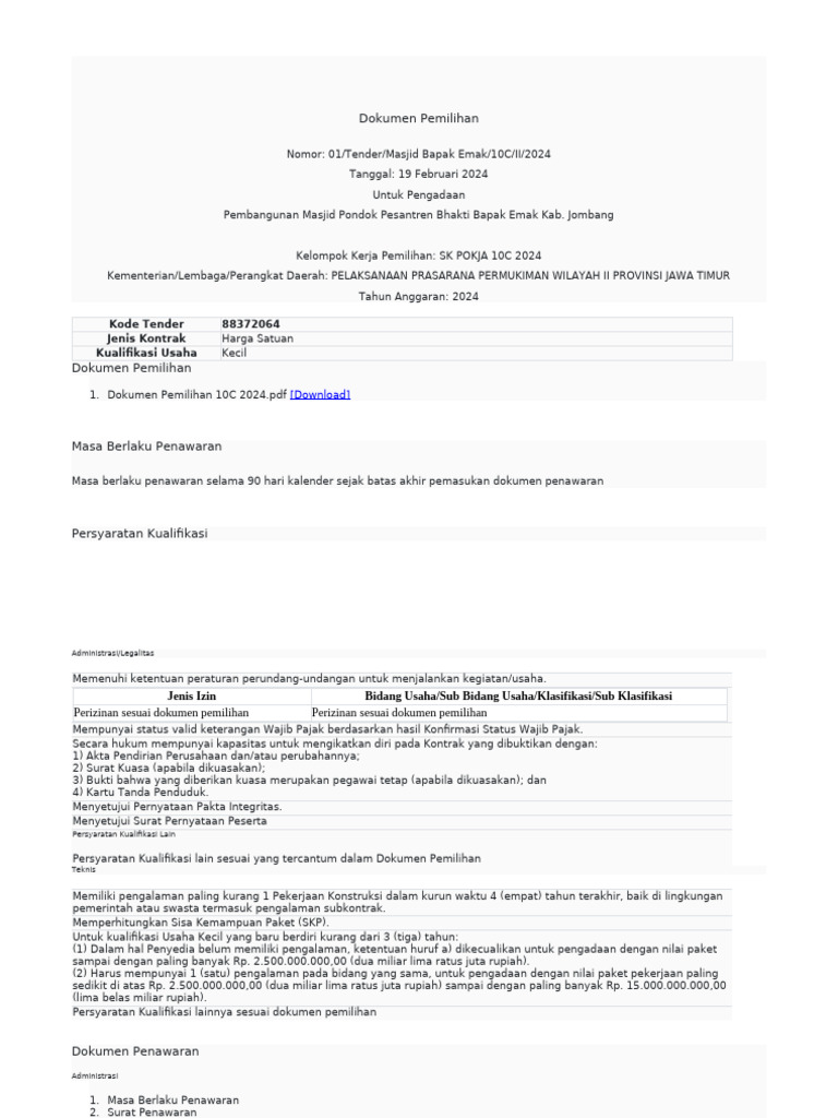 Dokumen Pemilihan | PDF