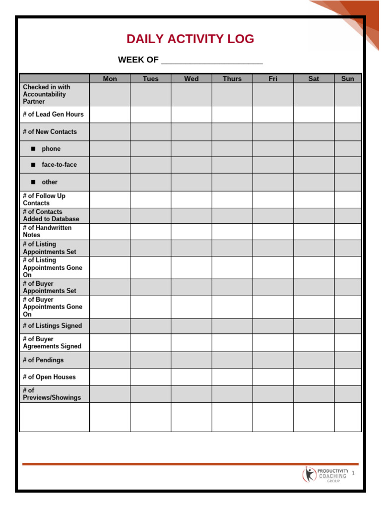 Daily Activity Log | PDF