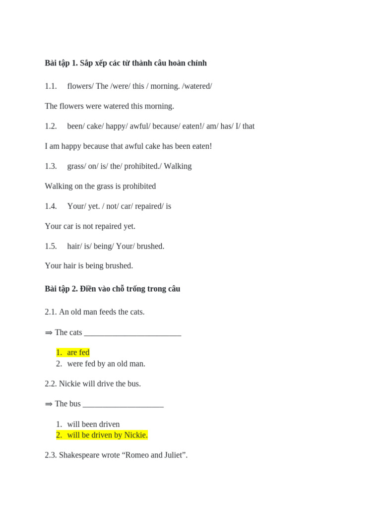 Passive Voice Revision | PDF