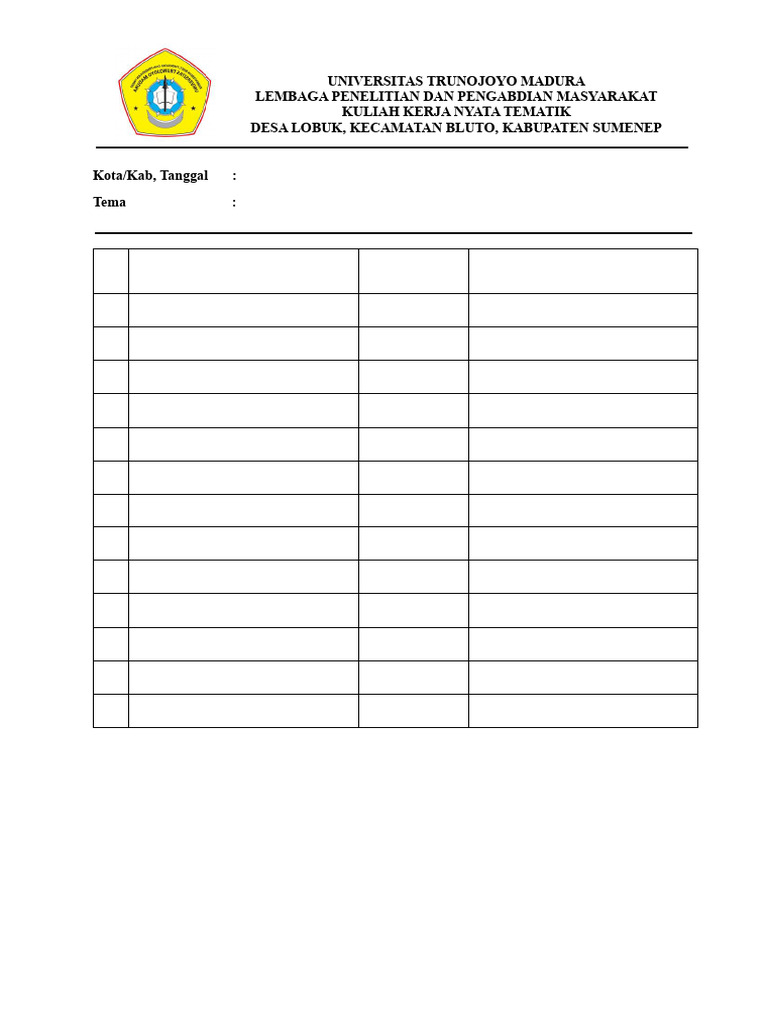 File Absensi Dan Log Book KKN Tara | PDF