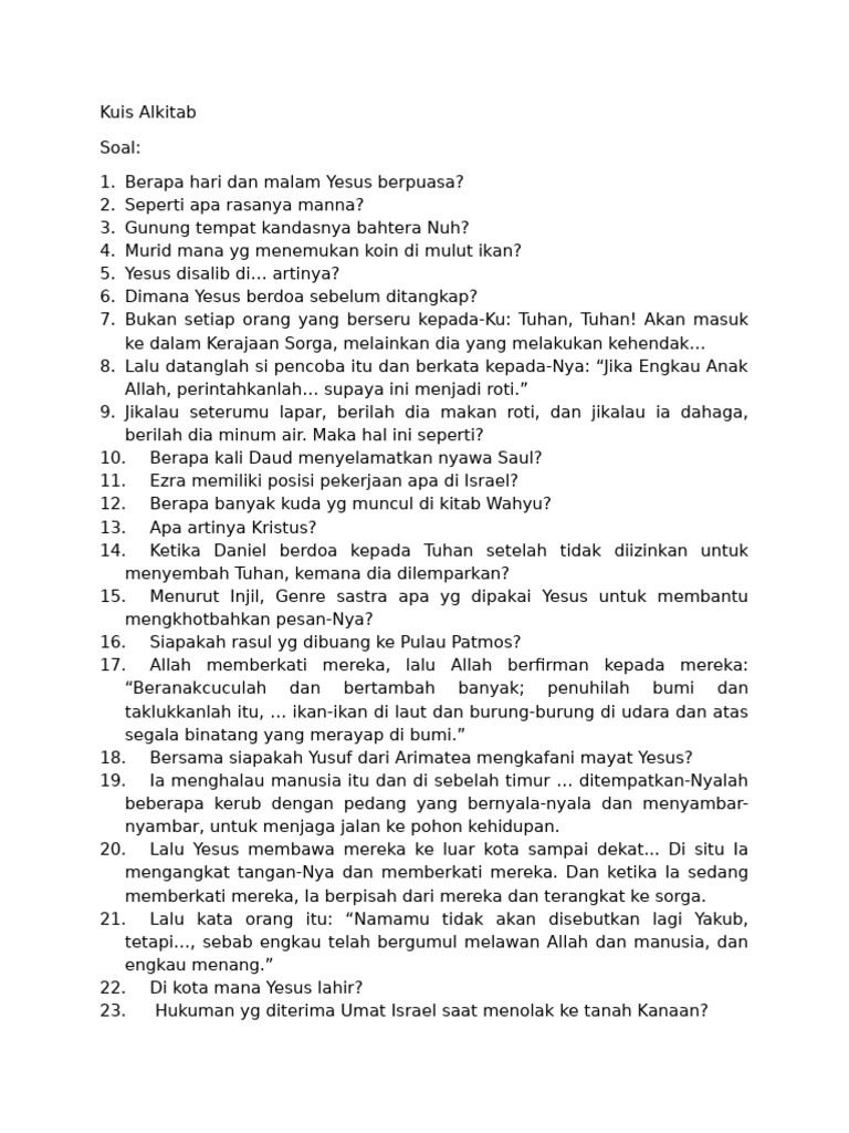 Kuis Alkitab | PDF