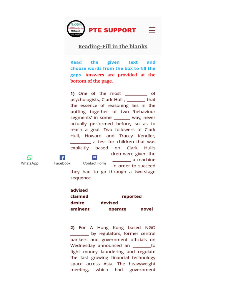 Reading - Fill in The Blanks - PTE Question Bank | PDF | Sleep | Heredity
