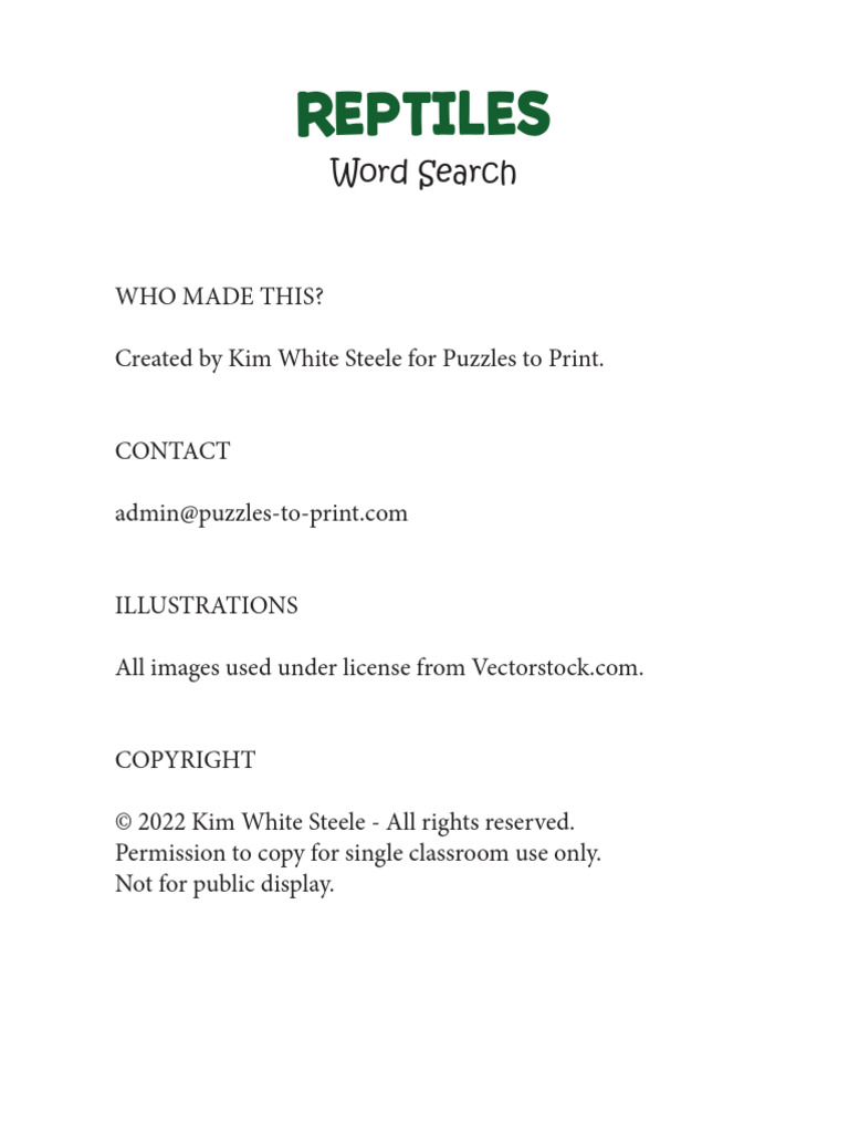 Reptile Word Search | PDF