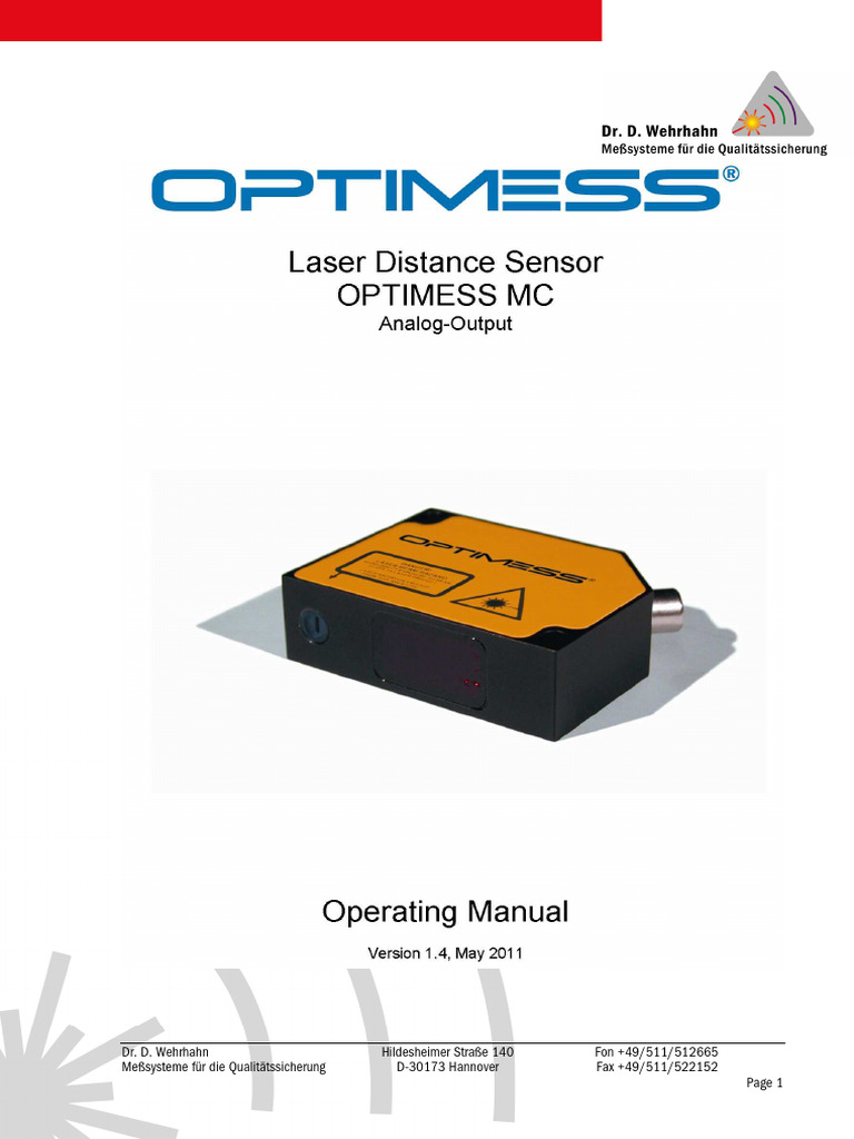 Laser Distance Sensor - Optimess | PDF