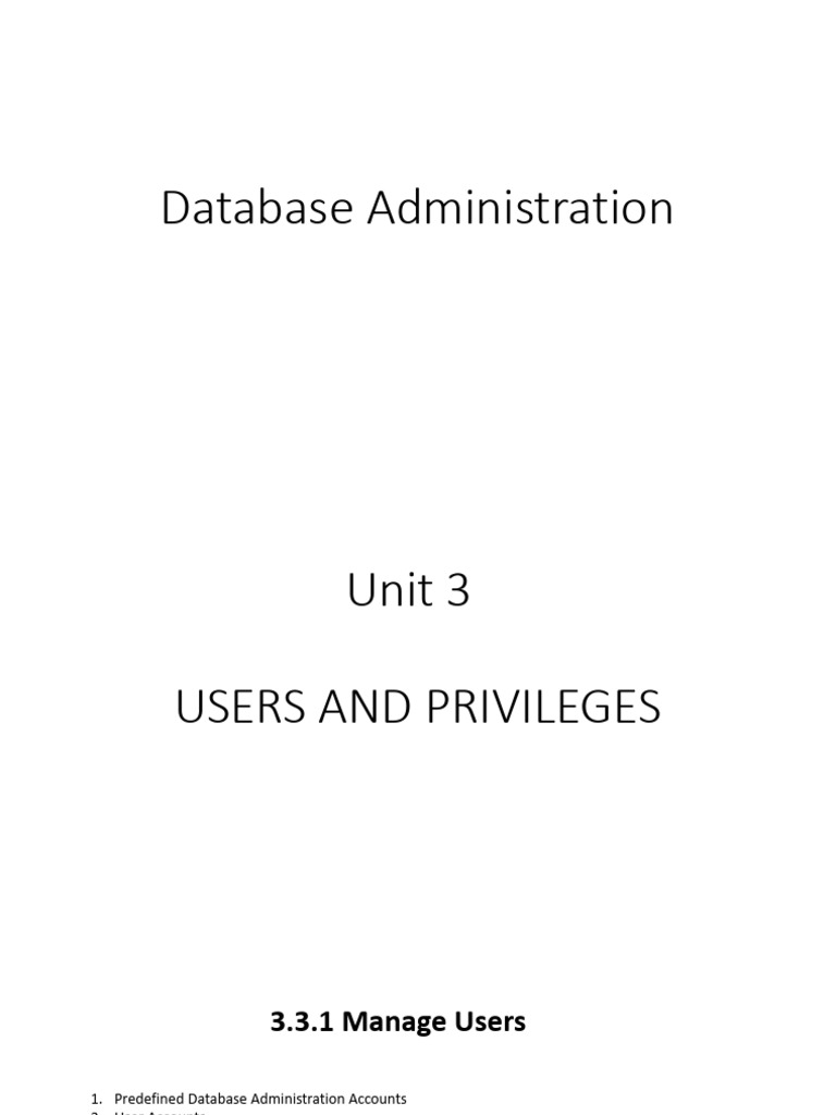 Unit 3.1-2-3 Database Administration | PDF | Databases | Computers