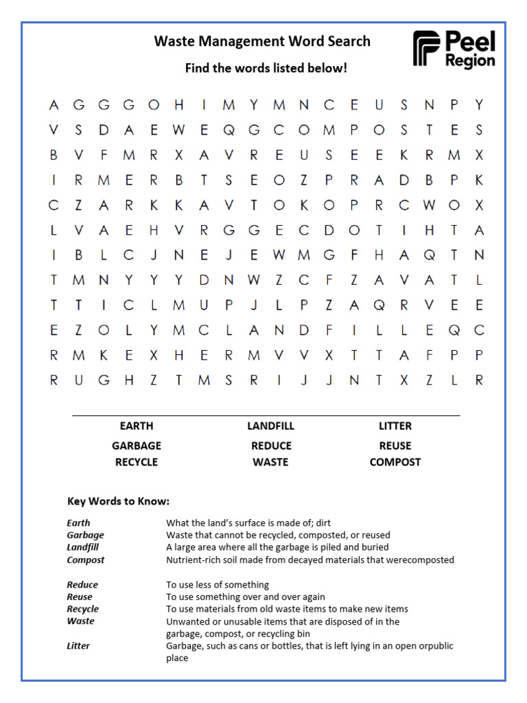 Waste Management Word Search | PDF