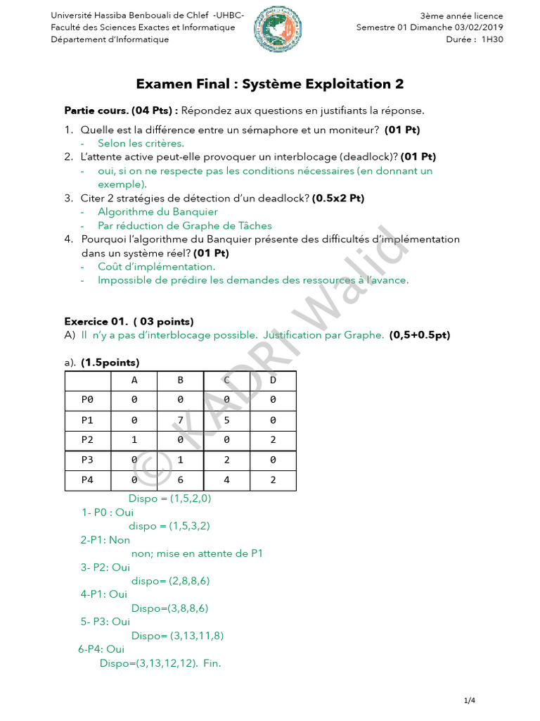 Solution Examen SE2 18-19 | PDF